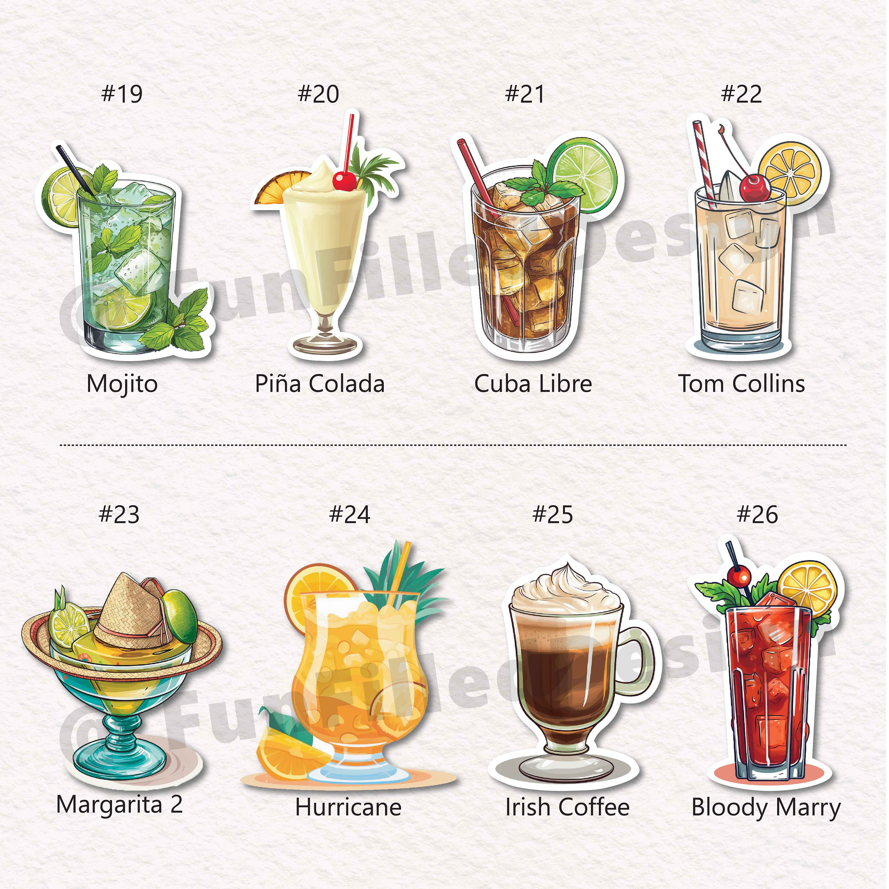 Cocktail Stickers Famous Cocktaile Stickers Vinyle Stickers,alcoholic ...