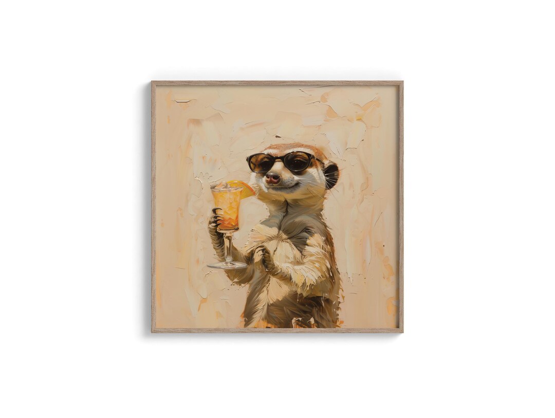 Meerkat Digital Art Print, Square Meerkat Printable, Meerkat Holding A ...