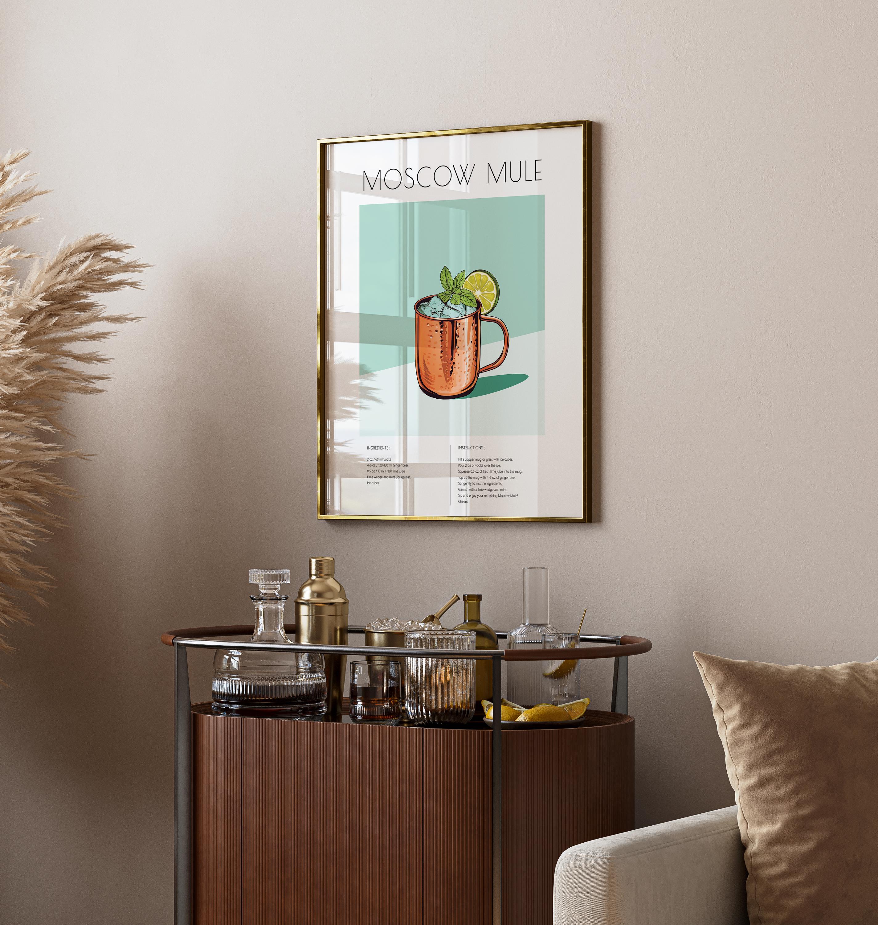 Moscow Mule Print, Moscow Mule Poster, Moscow Mule Decor, Bar Cart ...