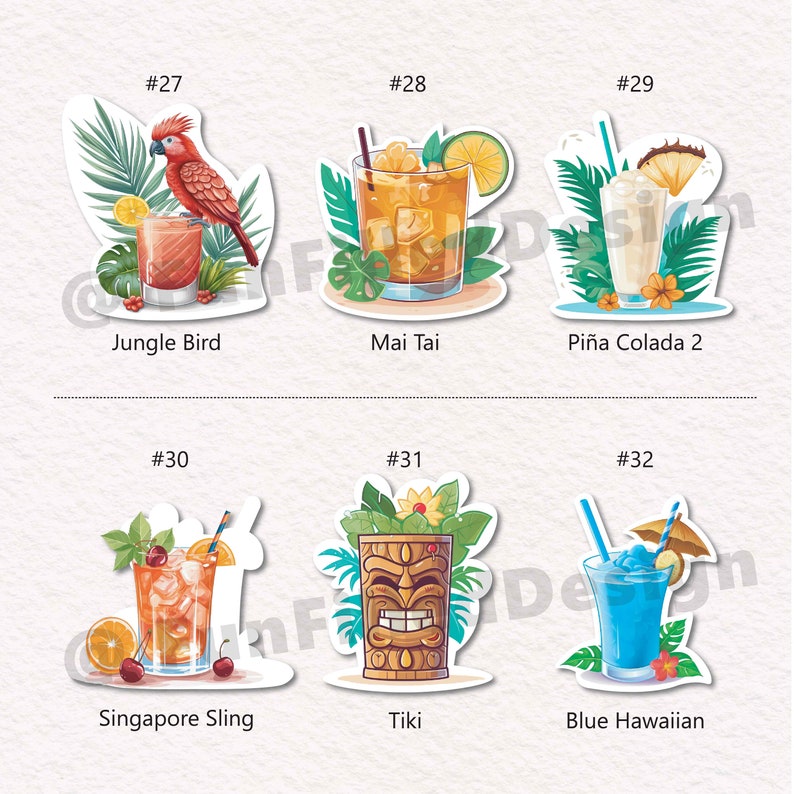 Cocktail Stickers Famous Cocktaile Stickers Vinyle Stickers,alcoholic ...