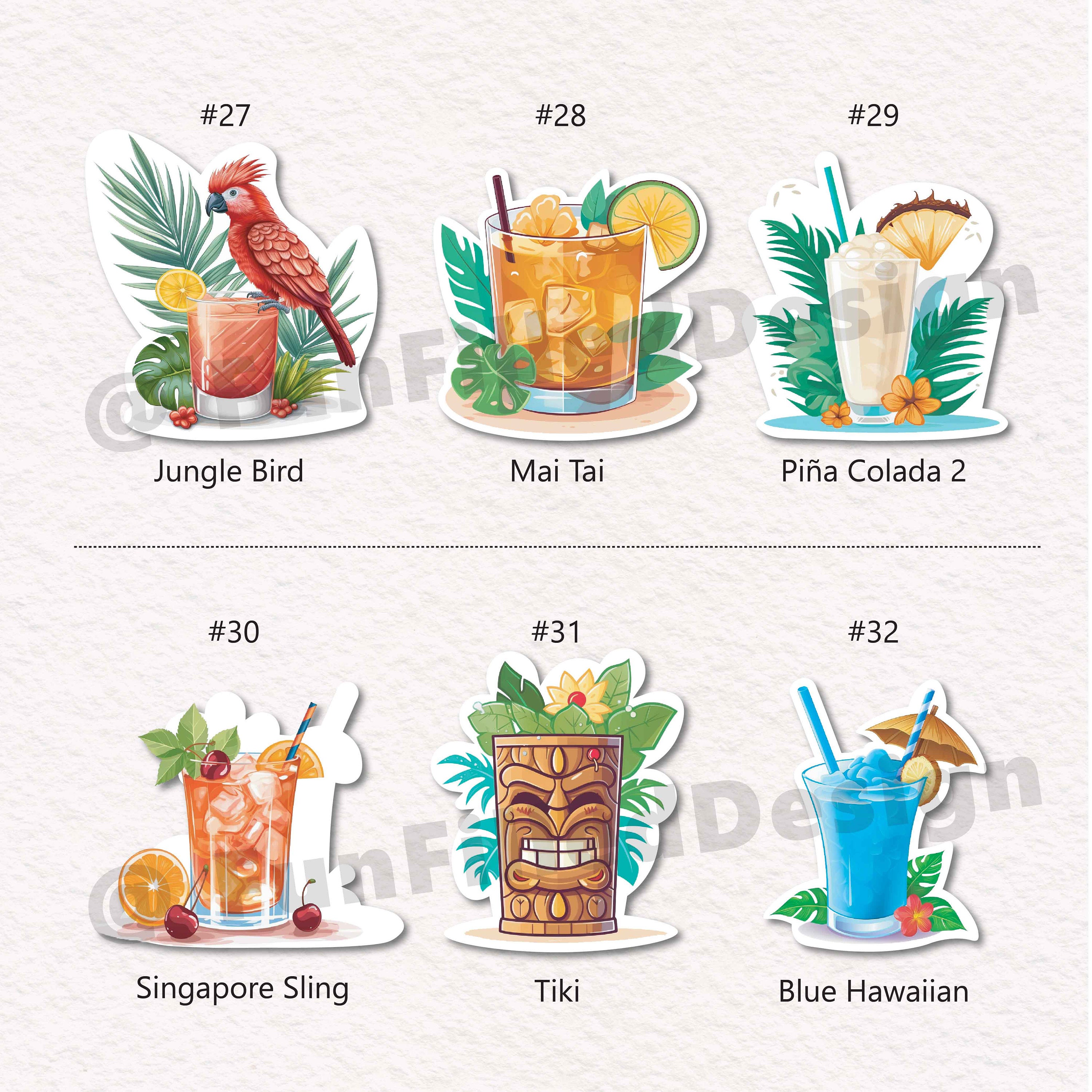 Cocktail Stickers Famous Cocktaile Stickers Vinyle Stickers,alcoholic ...