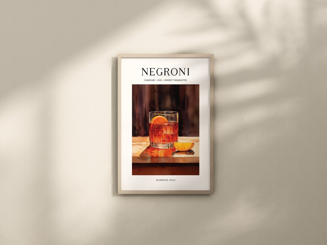 Negroni Cocktail Print, Negroni Poster, Negroni Decor, Bar Cart Decor ...