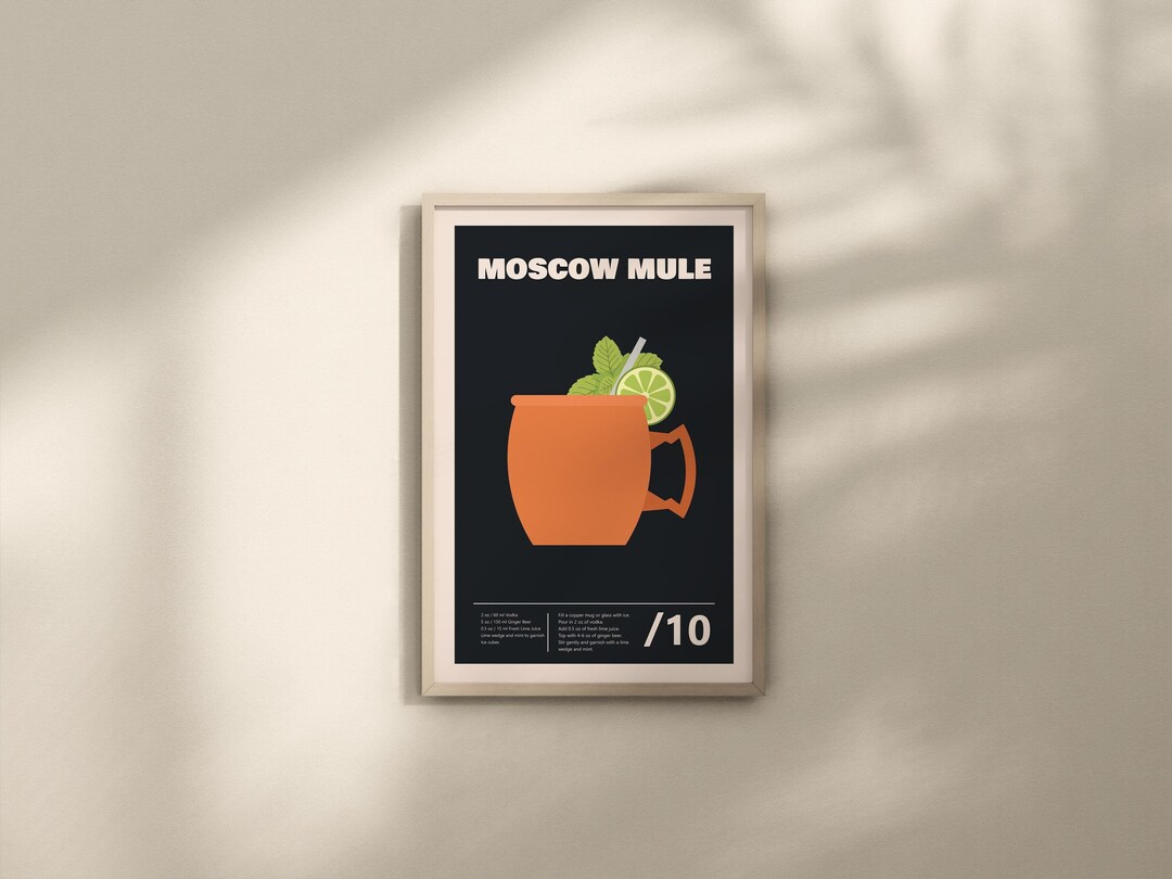 Moscow Mule Recipe Art Print, Hand-drawn Moscow Mule Poster, Printable ...