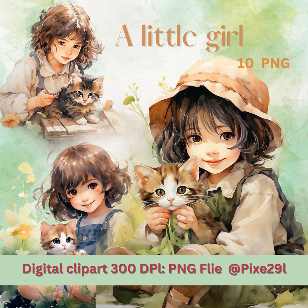 Alittle Girl Watercolor Digital Clipart - Etsy