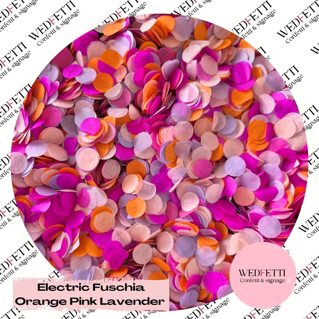 Biodegradable Paper Wedding Confetti - Electric Fuschia Orange Pink ...