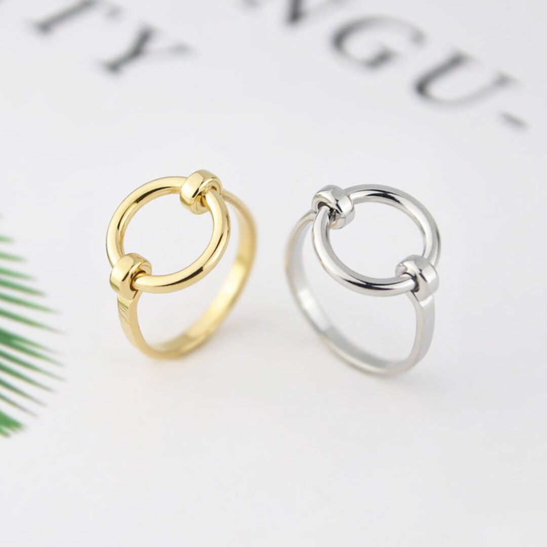 Simple Design Pure Form Circle Shape Ring Stainless Steel Gold - Etsy