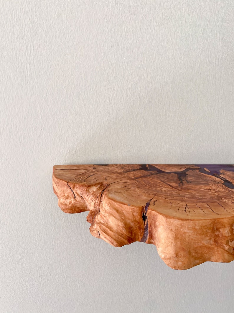 Purple Resin Shelf With Olive Wood, Boho Nursery Room Decor, New Home ...