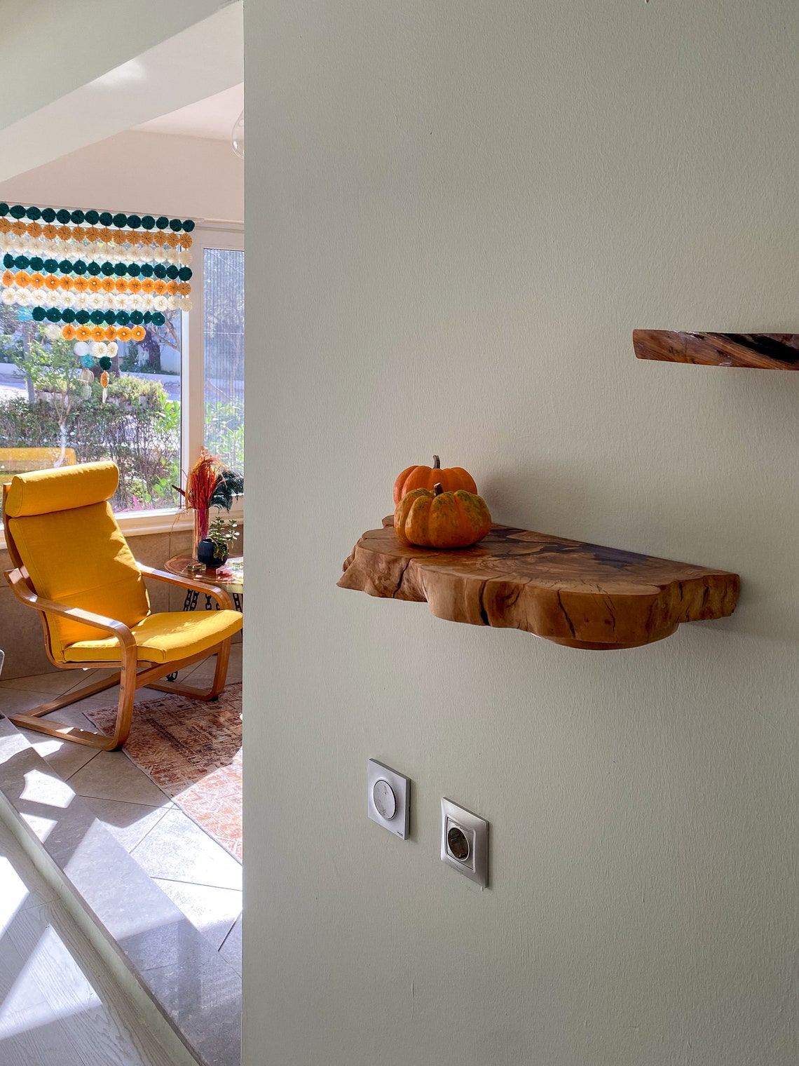 Purple Resin Shelf With Olive Wood, Boho Nursery Room Decor, New Home ...