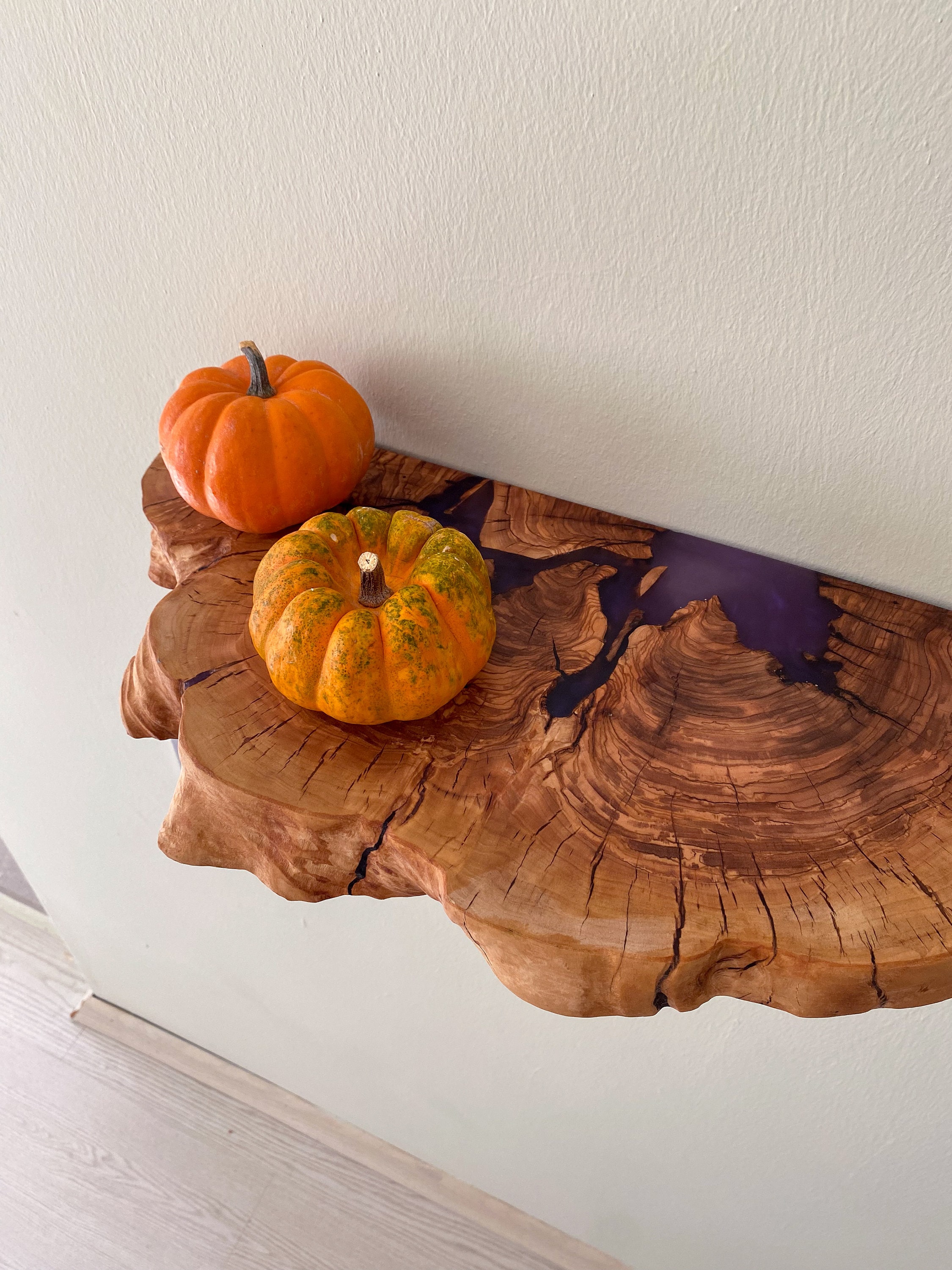 Purple Resin Shelf With Olive Wood, Boho Nursery Room Decor, New Home ...