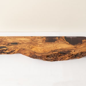 Unique Floating Olive Wood Shelf With Raw Edges - Etsy