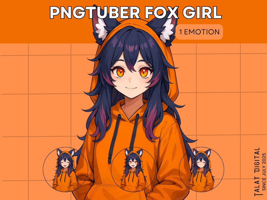 Fox Girl Pngtuber Model: Ready to Use Vtuber Avatar (veadotube File ...