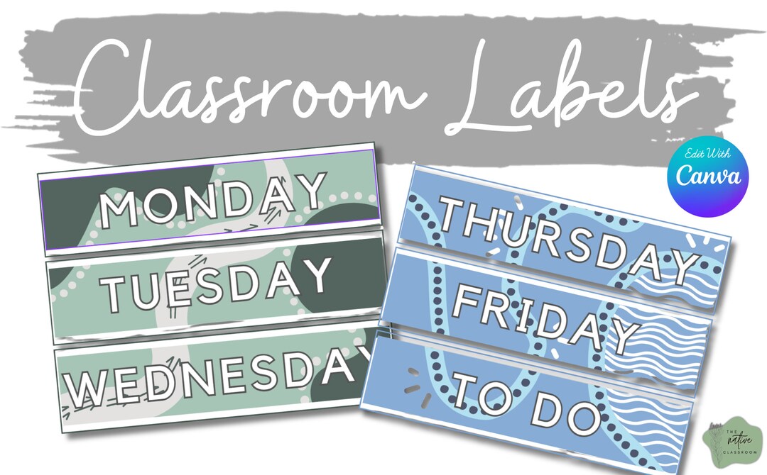 Indigenous Classroom Labels Land and Sea Collection Editable Template ...