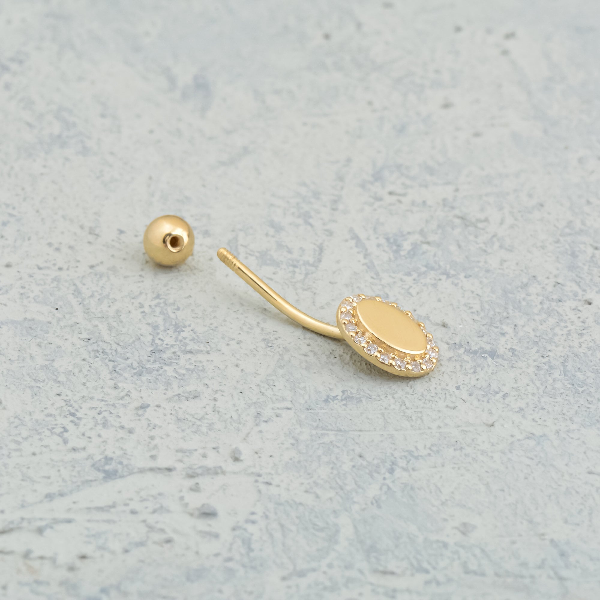 14K Solid Gold Belly Button Ring Diamond Navel Piercing - Etsy