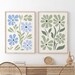 Sage Green and Sky Blue Flower Poster, Floral Nursery Decor, Set of 2 ...