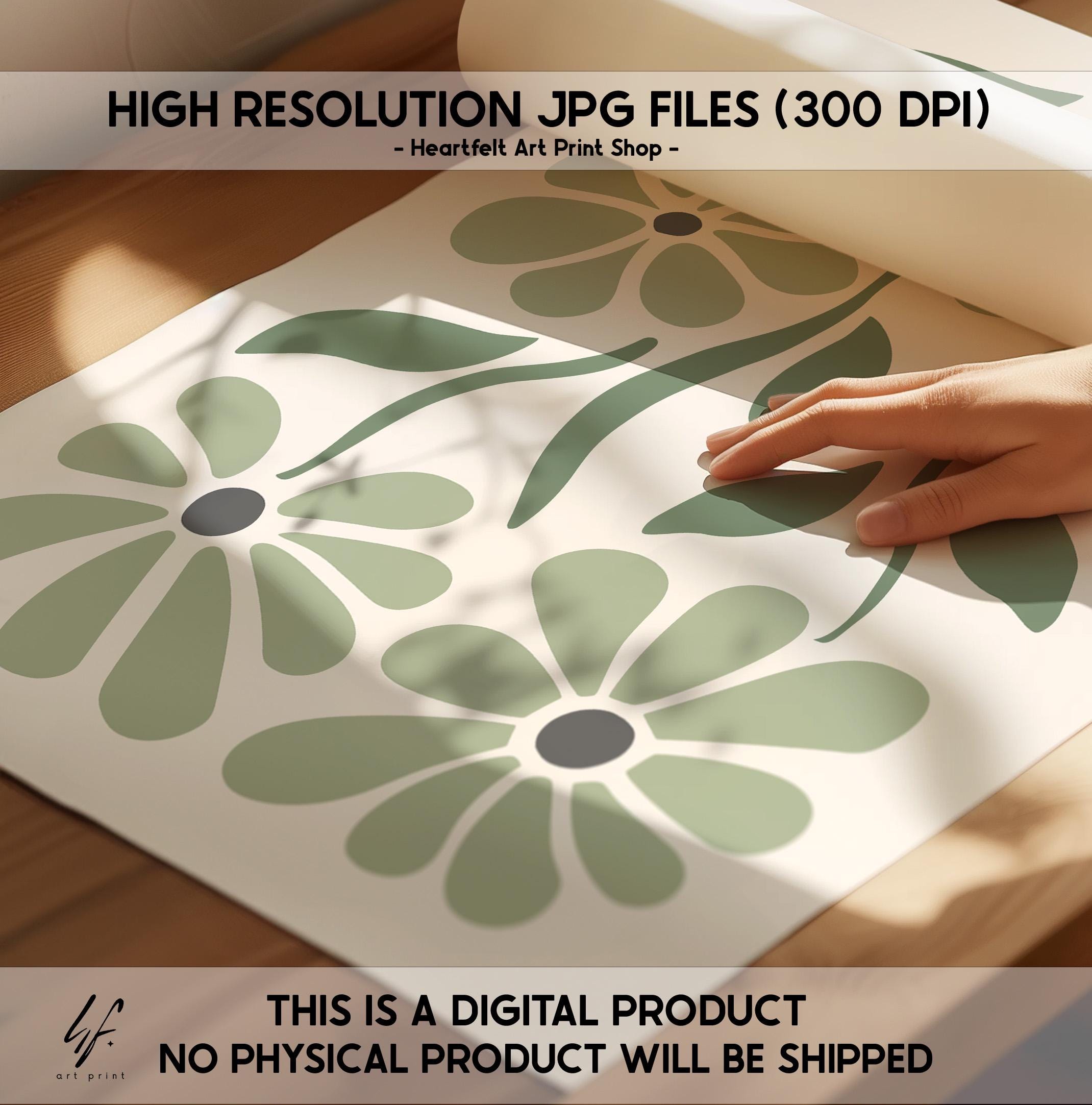 Sage Green and Sky Blue Flower Poster, Floral Nursery Decor, Set of 2 ...