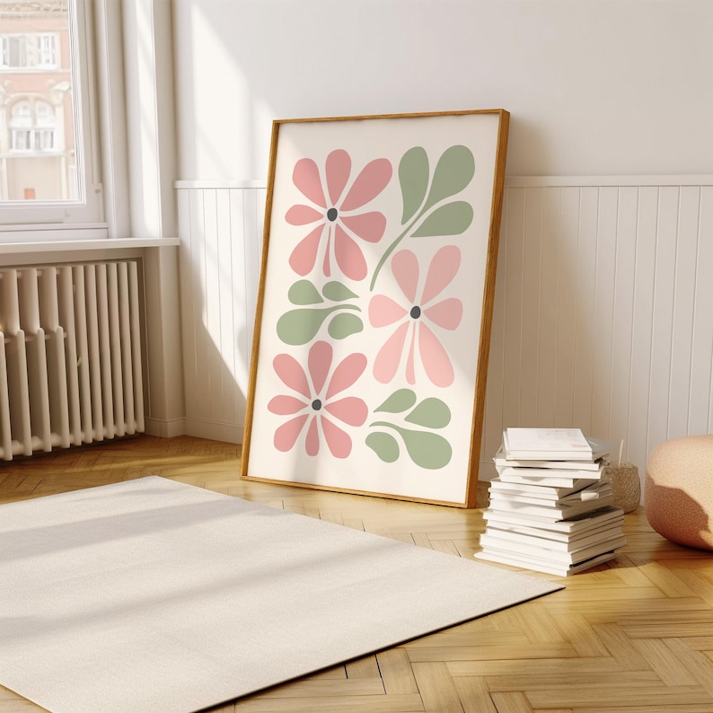 Pastel Pink Aesthetic Poster Set of 2, Floral Printable Wall Art, Light ...