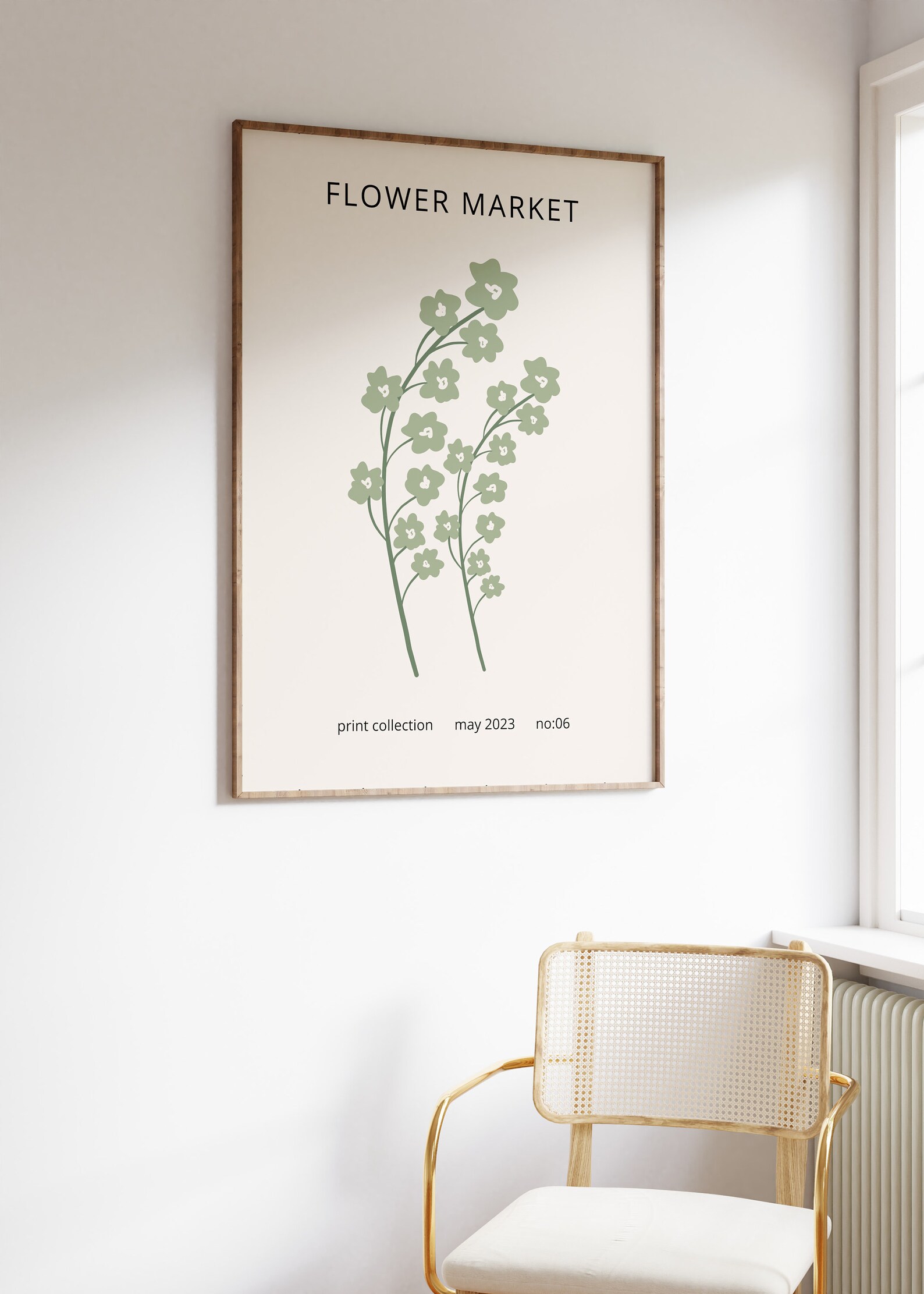 Flower Market Poster, Green Dorm Decor, Sage Green Print, Pastel Danish ...