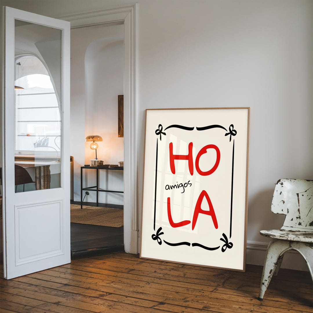 Hola Amigos Spanish Greeting Print, Minimal Quote Wall Art (digital ...