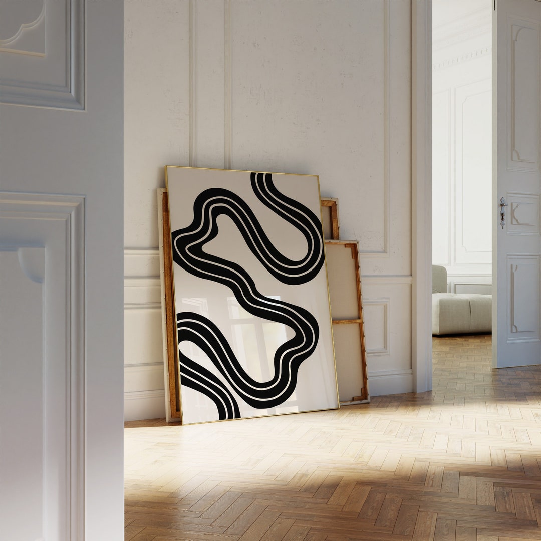 Line Art Print, Dark Line Wall Art, Modern Black Art, Line Drawing ...