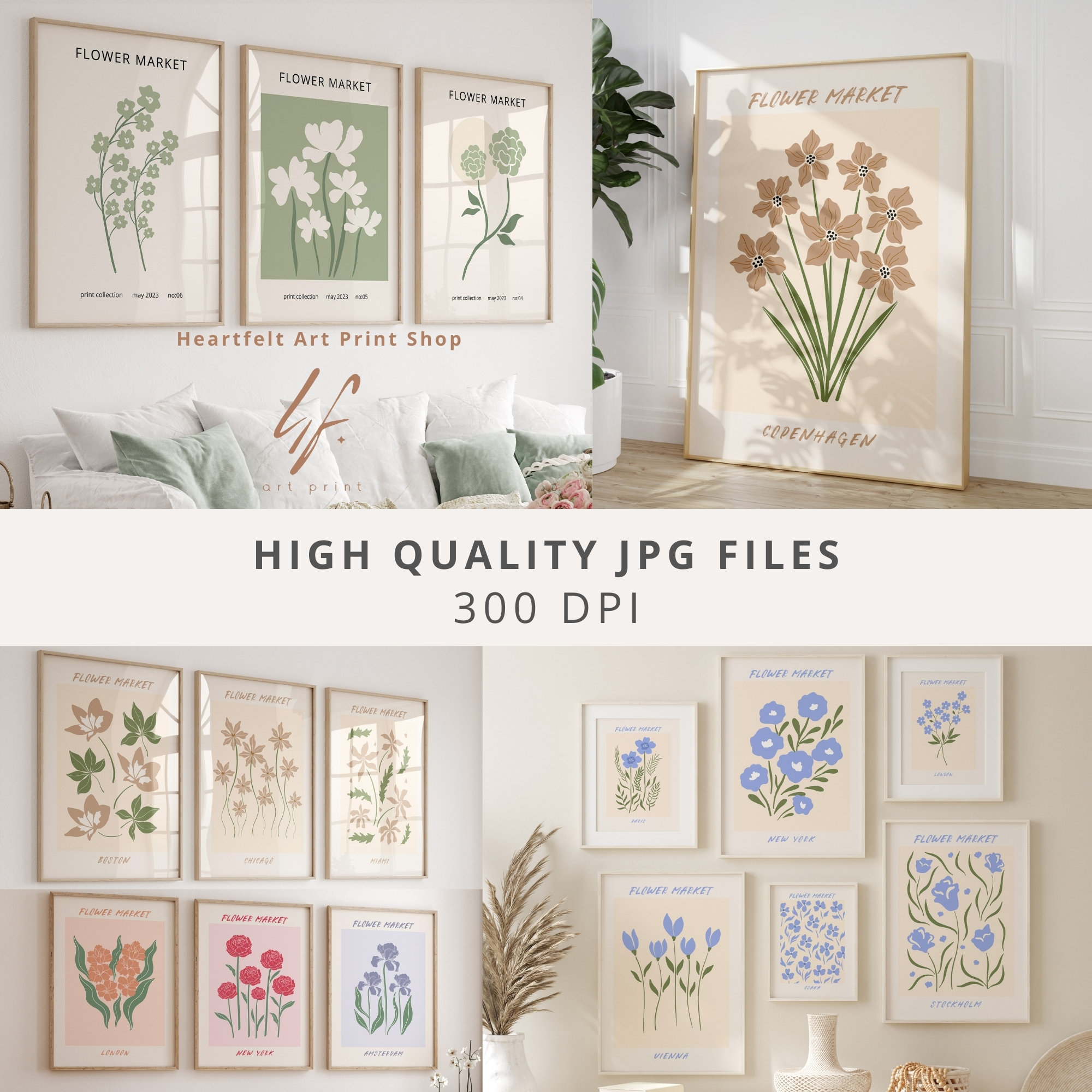 Pastel Florals Art, Mega Bundle Set, City Flower Market, Set of 50 ...