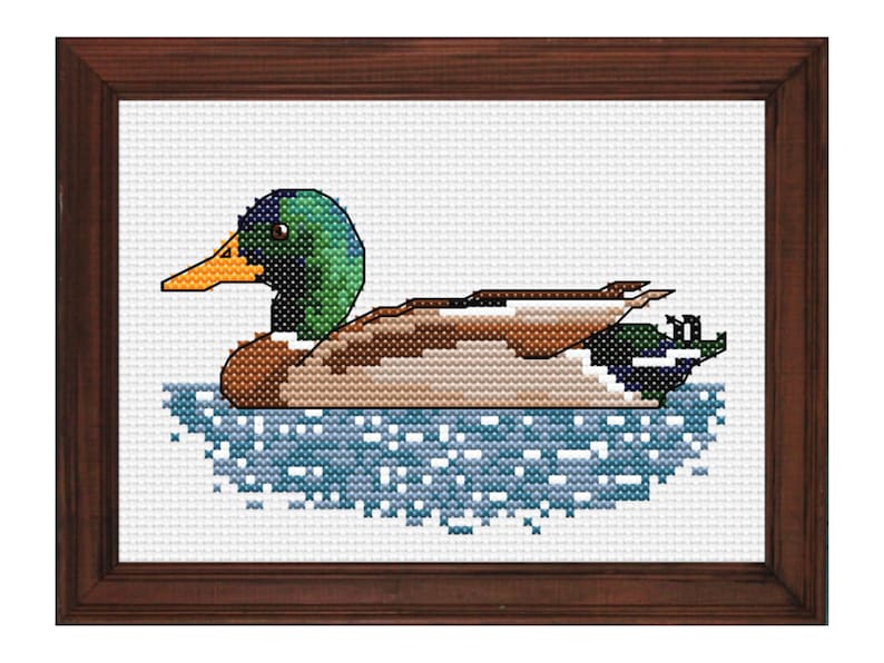 Duck Cross Stitch PDF / Realistic Water Bird X-stitch Pattern / Male ...