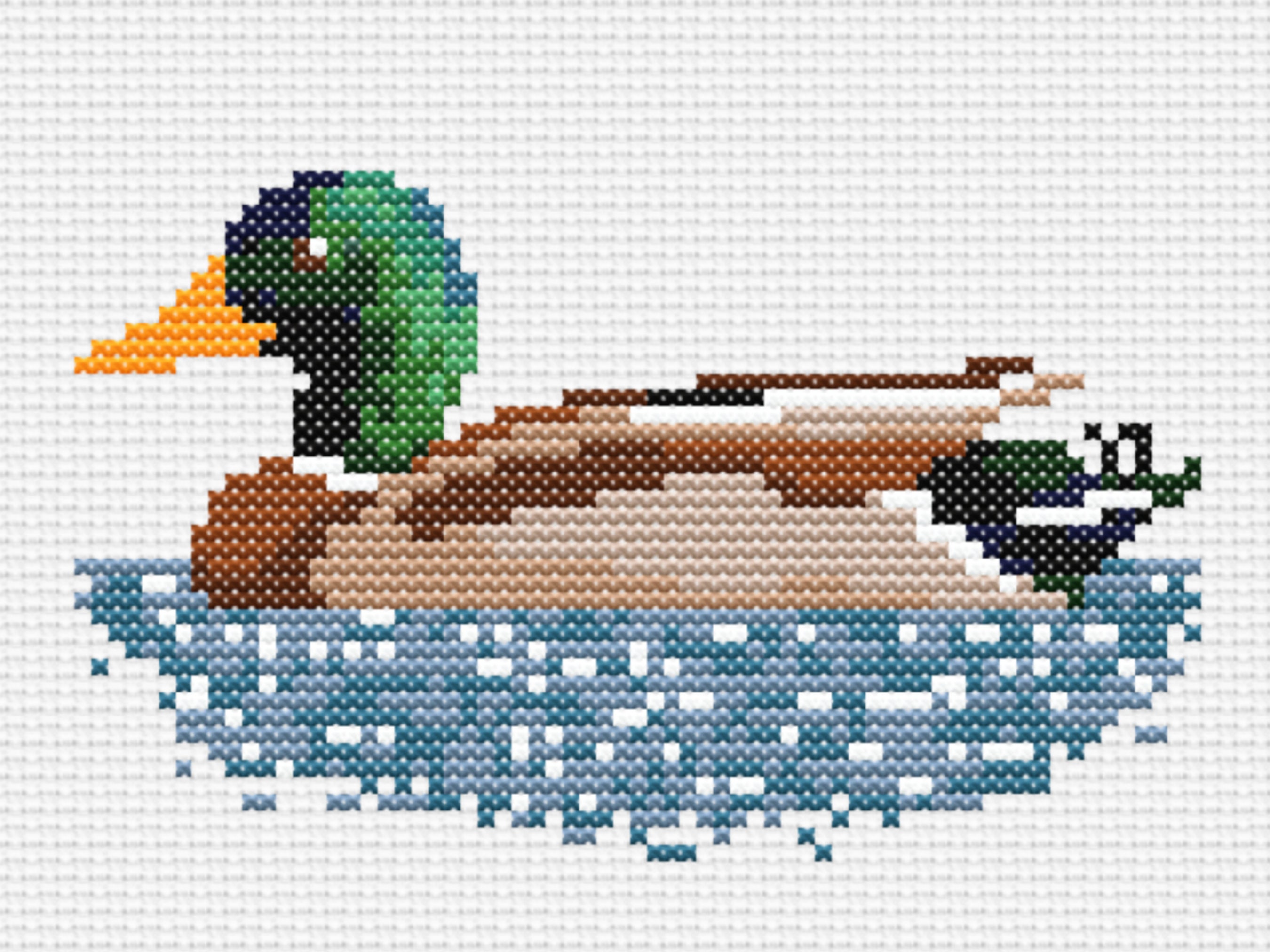 Duck Cross Stitch PDF / Realistic Water Bird X-stitch Pattern / Male ...