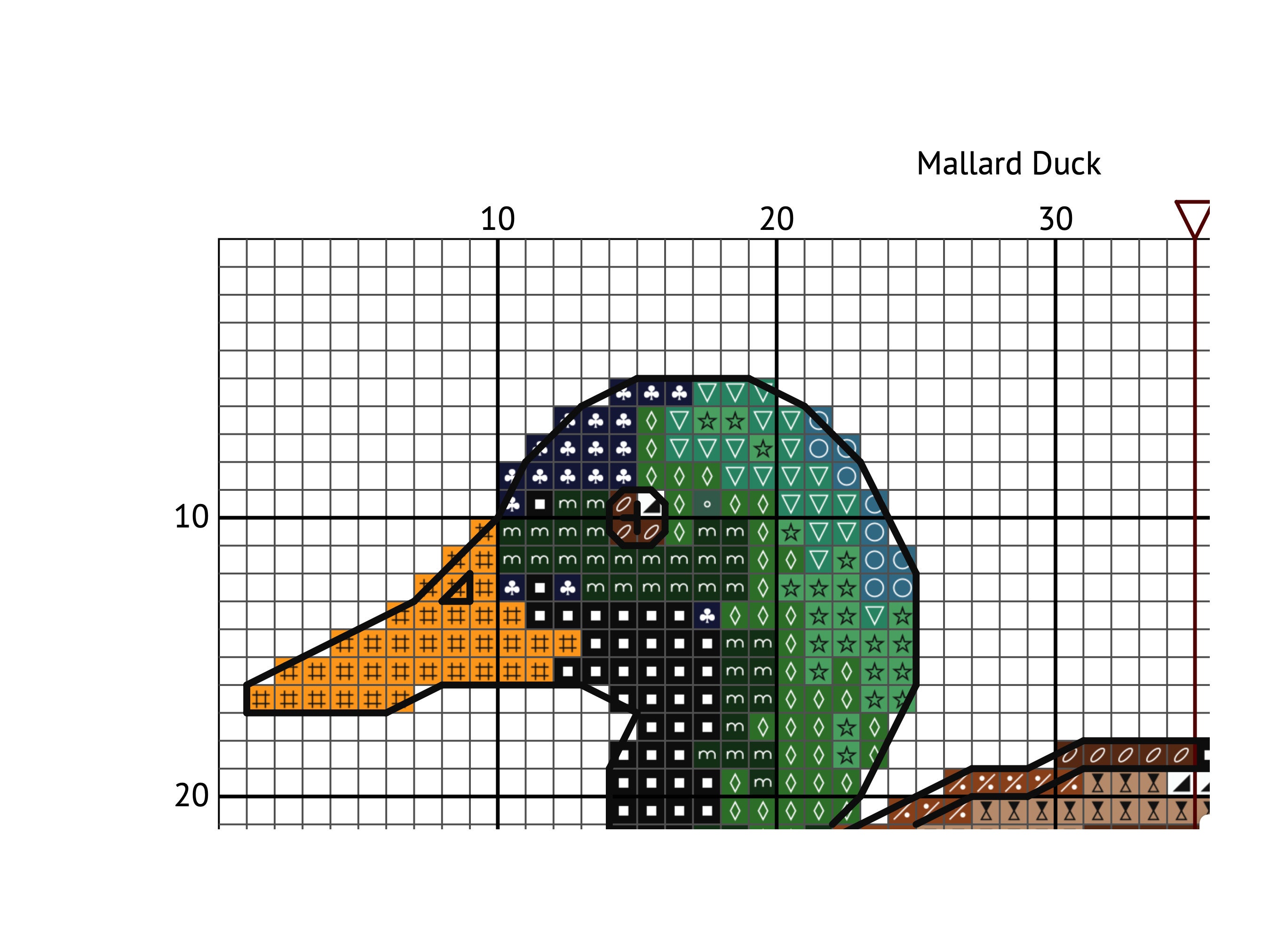 Duck Cross Stitch PDF / Realistic Water Bird X-stitch Pattern / Male ...