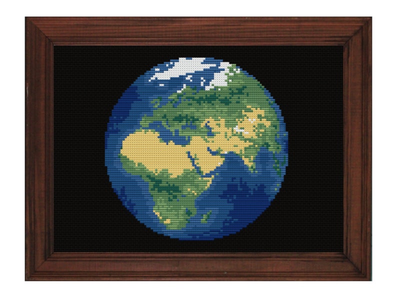 Earth Cross Stitch PDF / Planet Earth - Europe & Africa View X-stitch ...