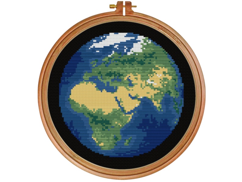Earth Cross Stitch PDF / Planet Earth - Europe & Africa View X-stitch ...