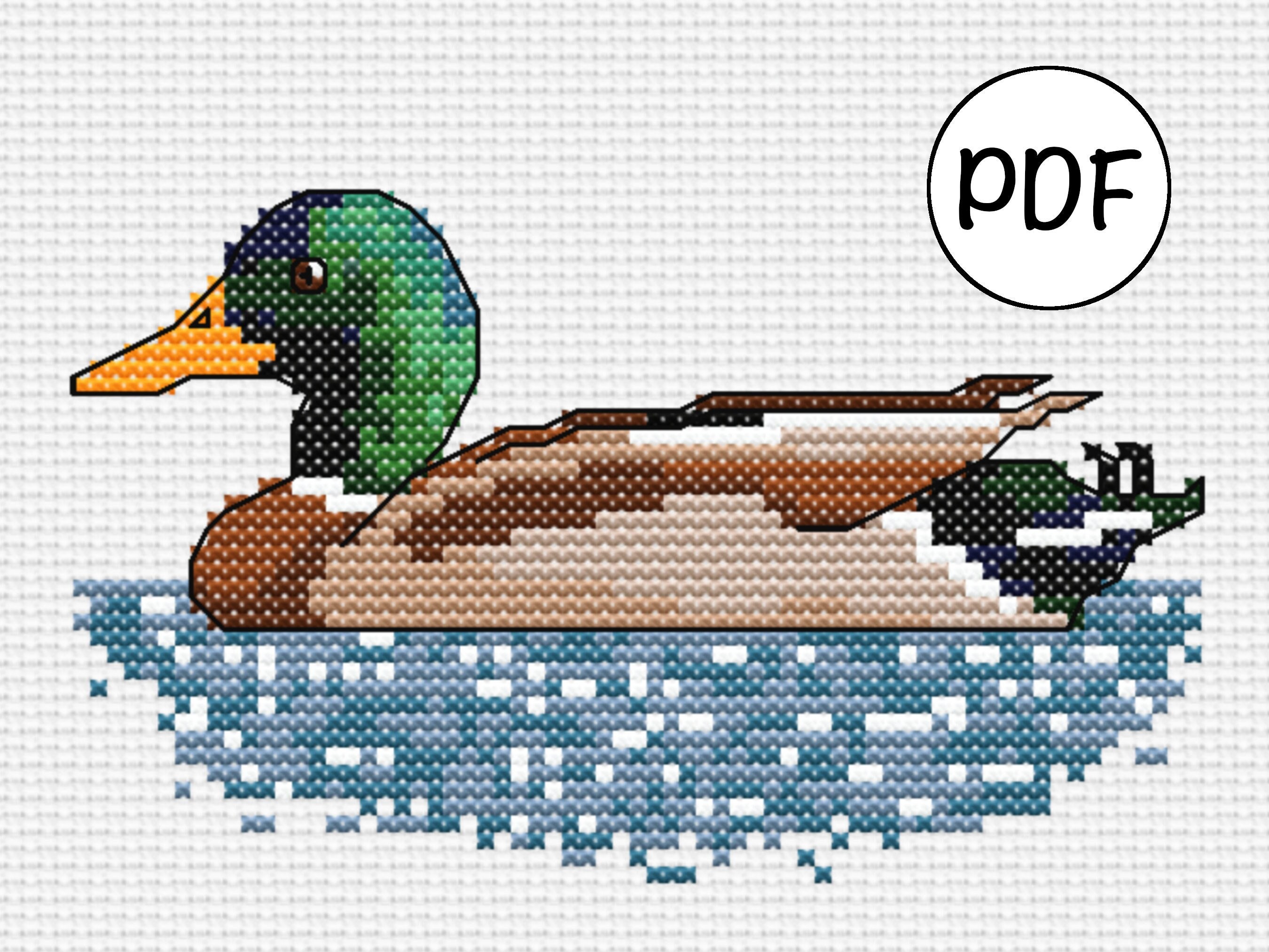 Duck Cross Stitch PDF / Realistic Water Bird X-stitch Pattern / Male ...