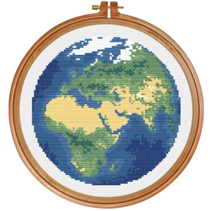 Earth Cross Stitch PDF / Planet Earth - Europe & Africa View X-stitch ...