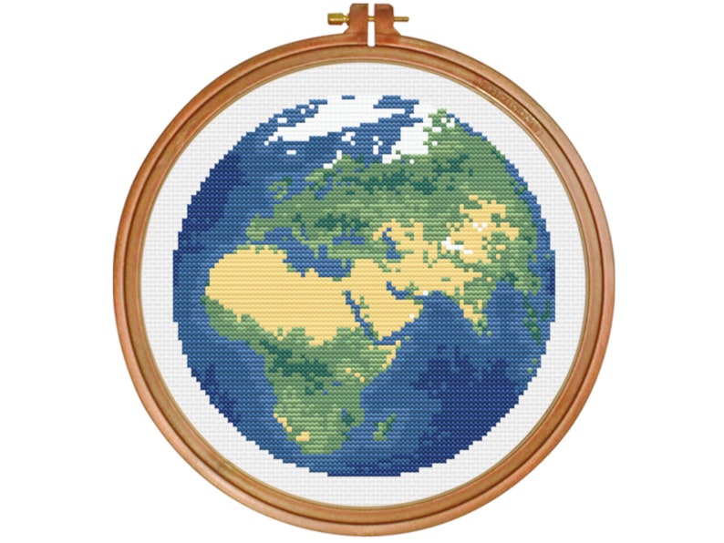 Earth Cross Stitch PDF / Planet Earth - Europe & Africa View X-stitch ...