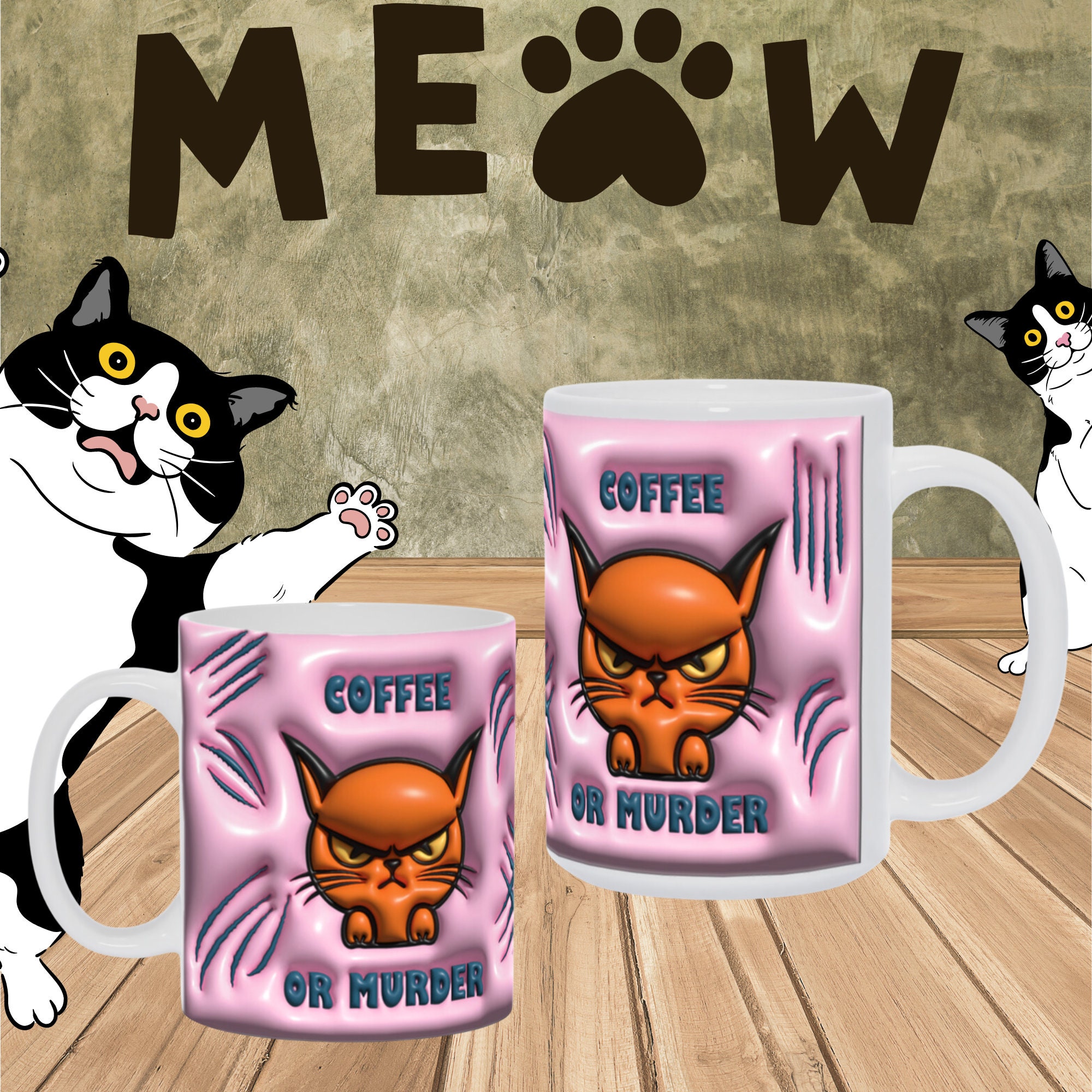 How to Brew Smirks: the 'coffee or Murder' Angry Cat Mug - Etsy