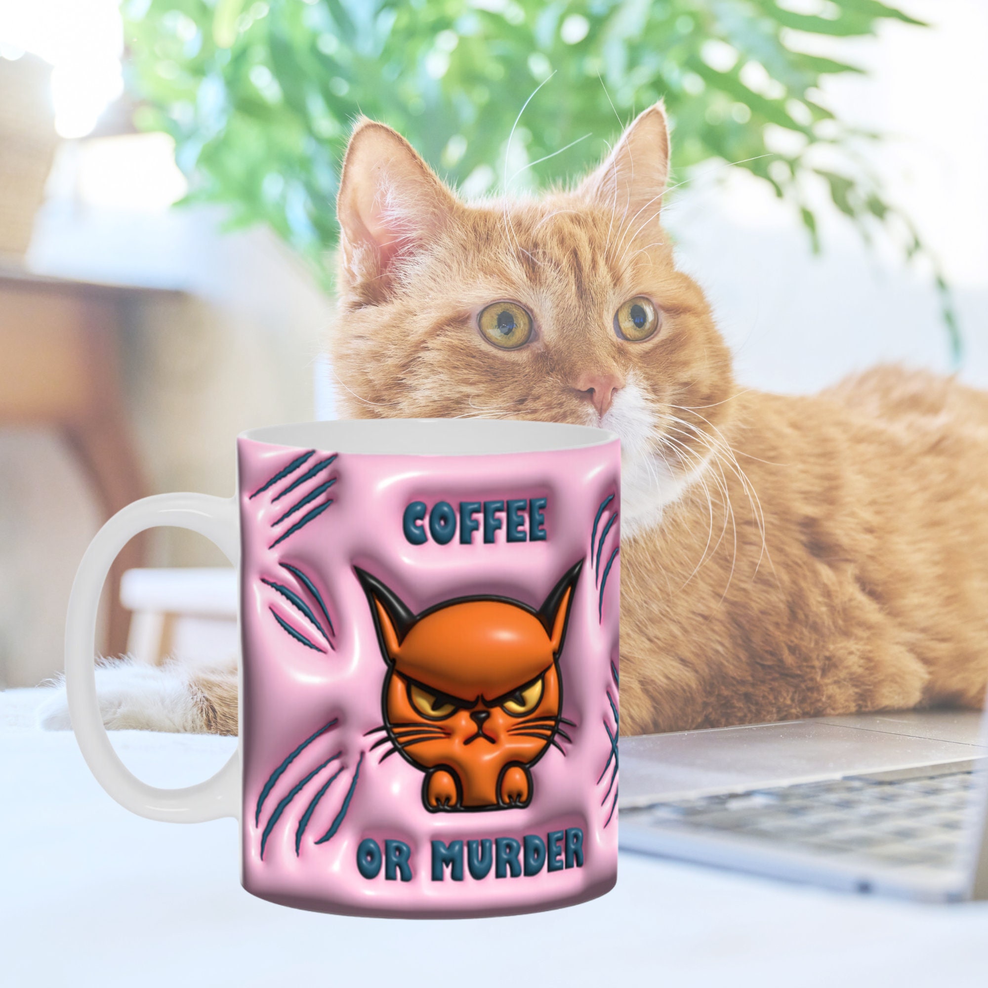 How to Brew Smirks: the 'coffee or Murder' Angry Cat Mug - Etsy