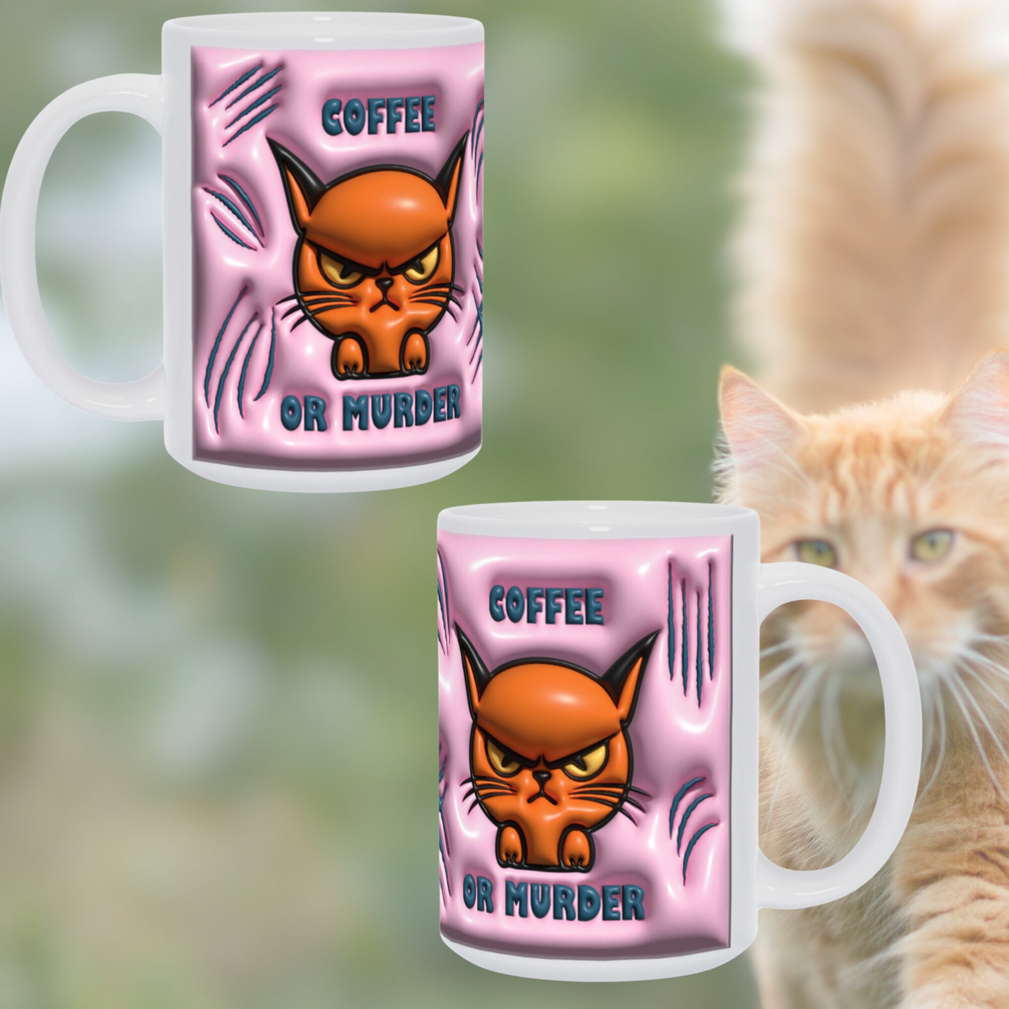 How to Brew Smirks: the 'coffee or Murder' Angry Cat Mug - Etsy