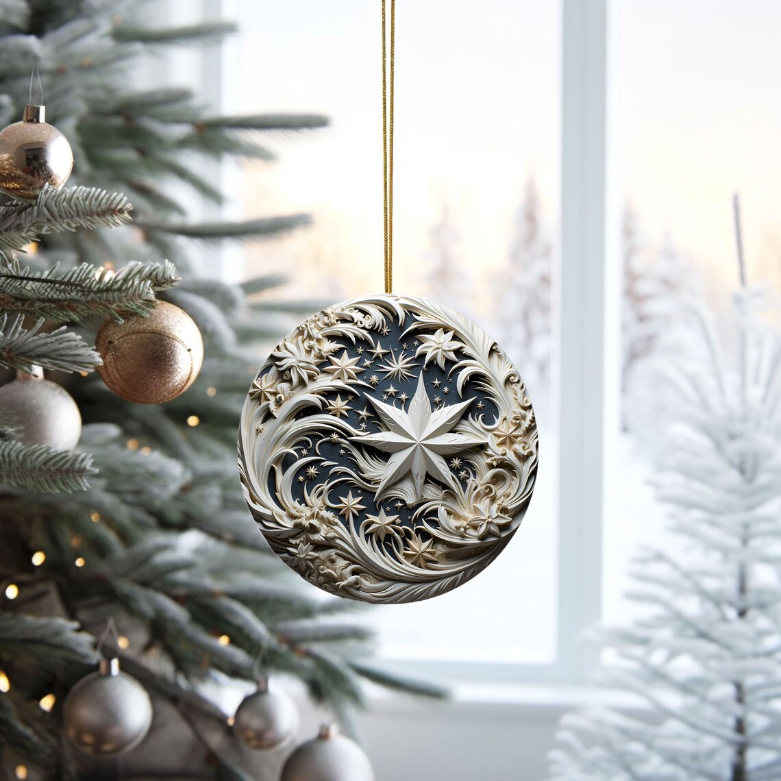 Radiant 3d-style Image, Porcelain Star Ornament: Elegance in Every ...
