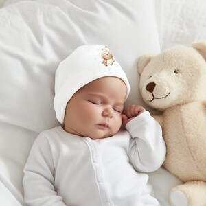 Winter Whimsy: Adorable Polar Bear Baby Beanies in Soft Jersey-knit ...