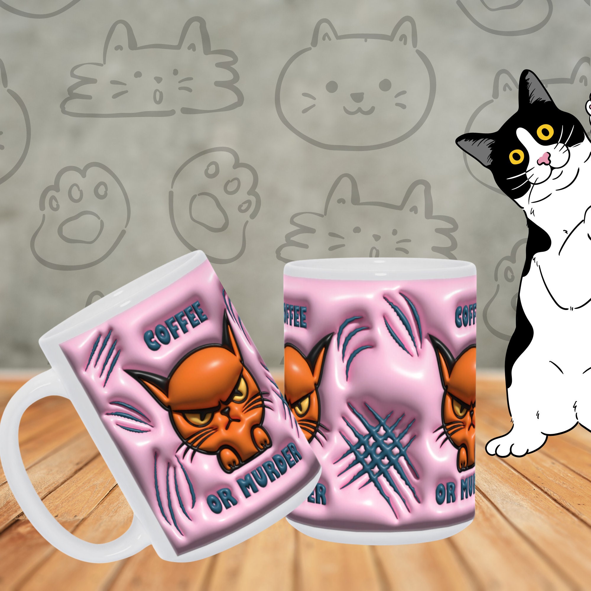 How to Brew Smirks: the 'coffee or Murder' Angry Cat Mug - Etsy