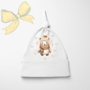 Winter Whimsy: Adorable Polar Bear Baby Beanies in Soft Jersey-knit ...