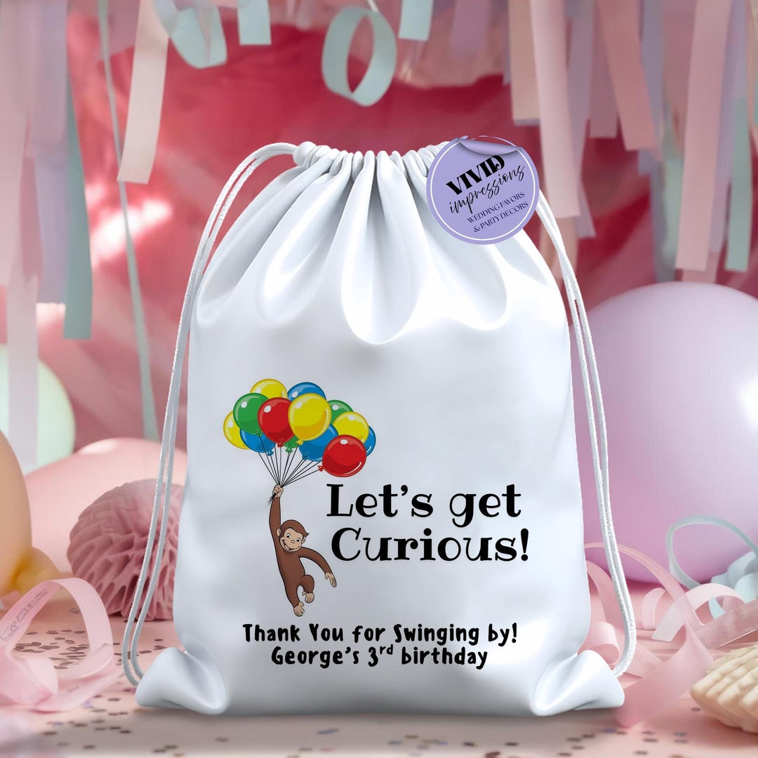Curious Monkey Birthday Favor Bag, Personalized Jungle Theme Party ...
