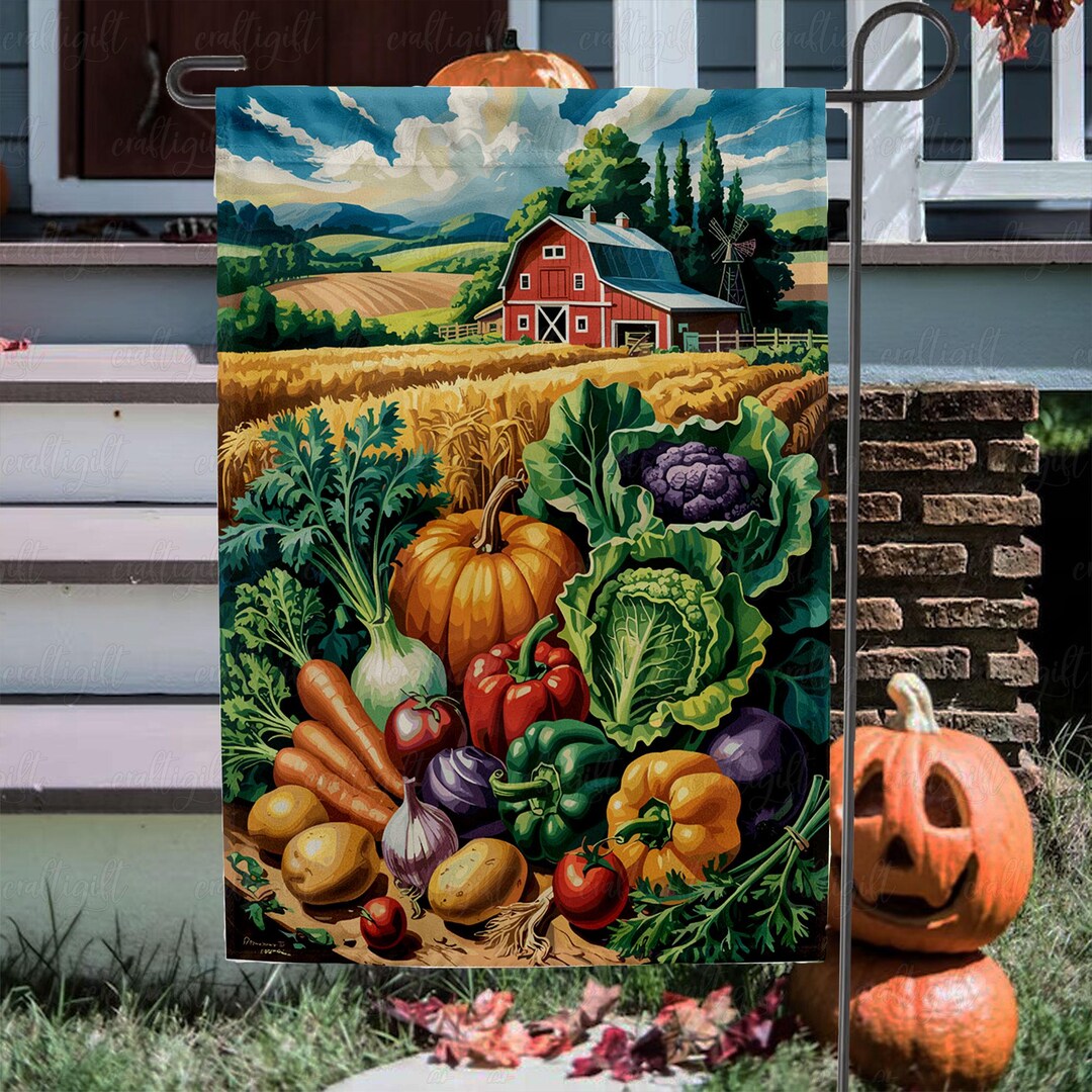 Colorful Vegetable Produce Yard Flag, Farm Fresh Vegetables Garden Flag ...