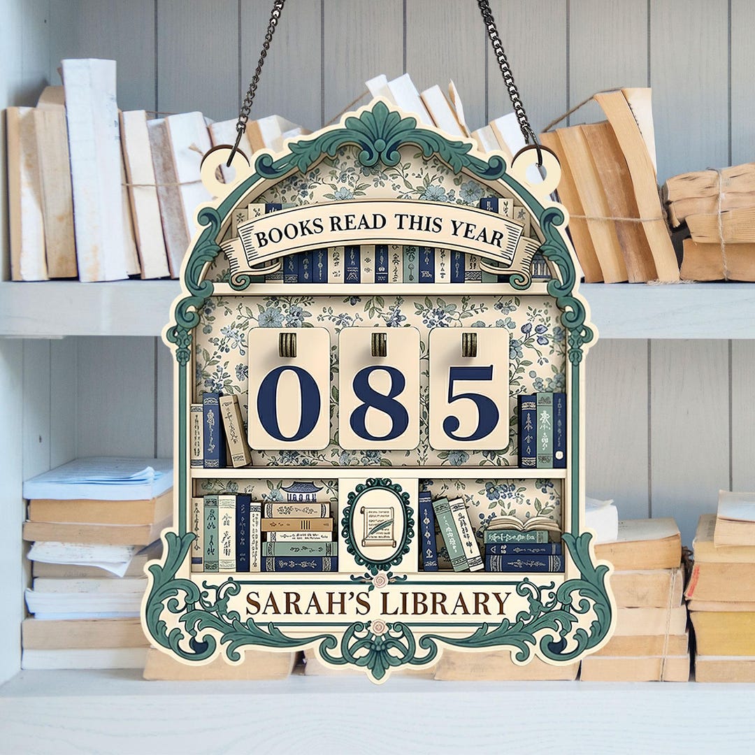 Custom Light Academic Book Tracker, Victorian Wooden Book Read Counter ...