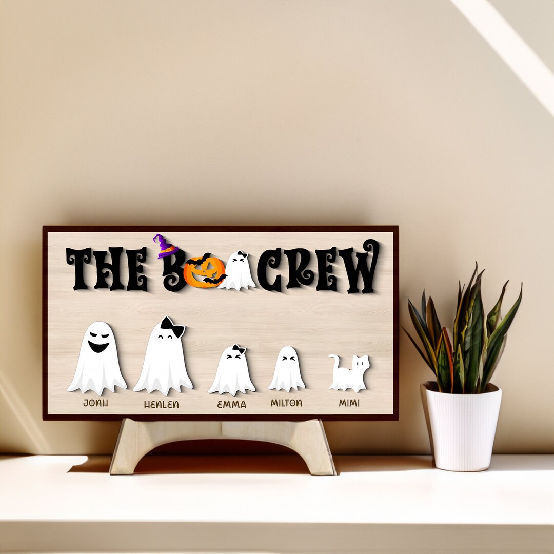 Personalized Ghost Family Wooden Sign 3D With Pet, the Boo Crew ...