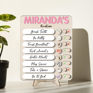 Personalized Wooden Daily Routine Chart, Visual Schedule, Kids Chore ...