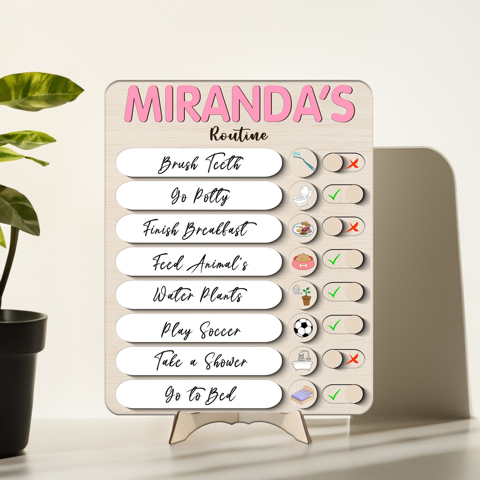 Personalized Wooden Daily Routine Chart Visual Schedule Kids - Etsy