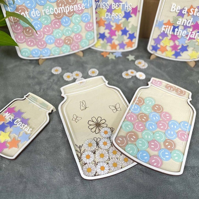 Customizable Reward Jar Magnetic Full Tokens, Token Jar System, Reward ...