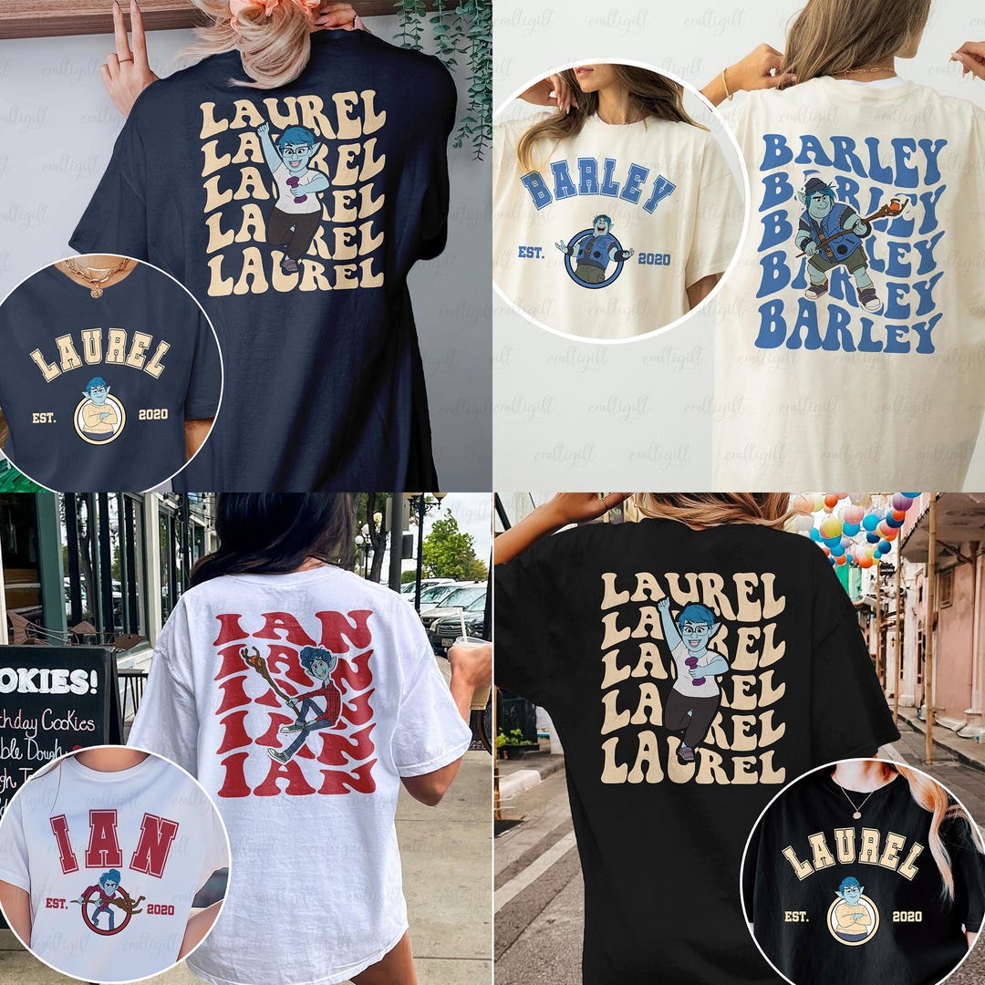 Disney Onward All Characters 2 Sided Shirt, Ian Laurel Barley, Pixar ...