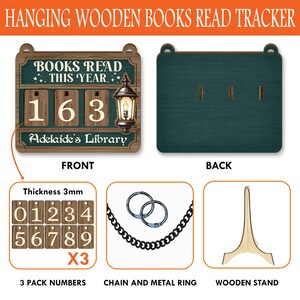 Custom Light Academic Book Tracker, Victorian Wooden Book Read Counter ...
