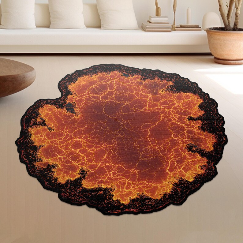 3D Printed Lava Volcano Crack Rug, Hot Lava Explosion Area Carpet ...