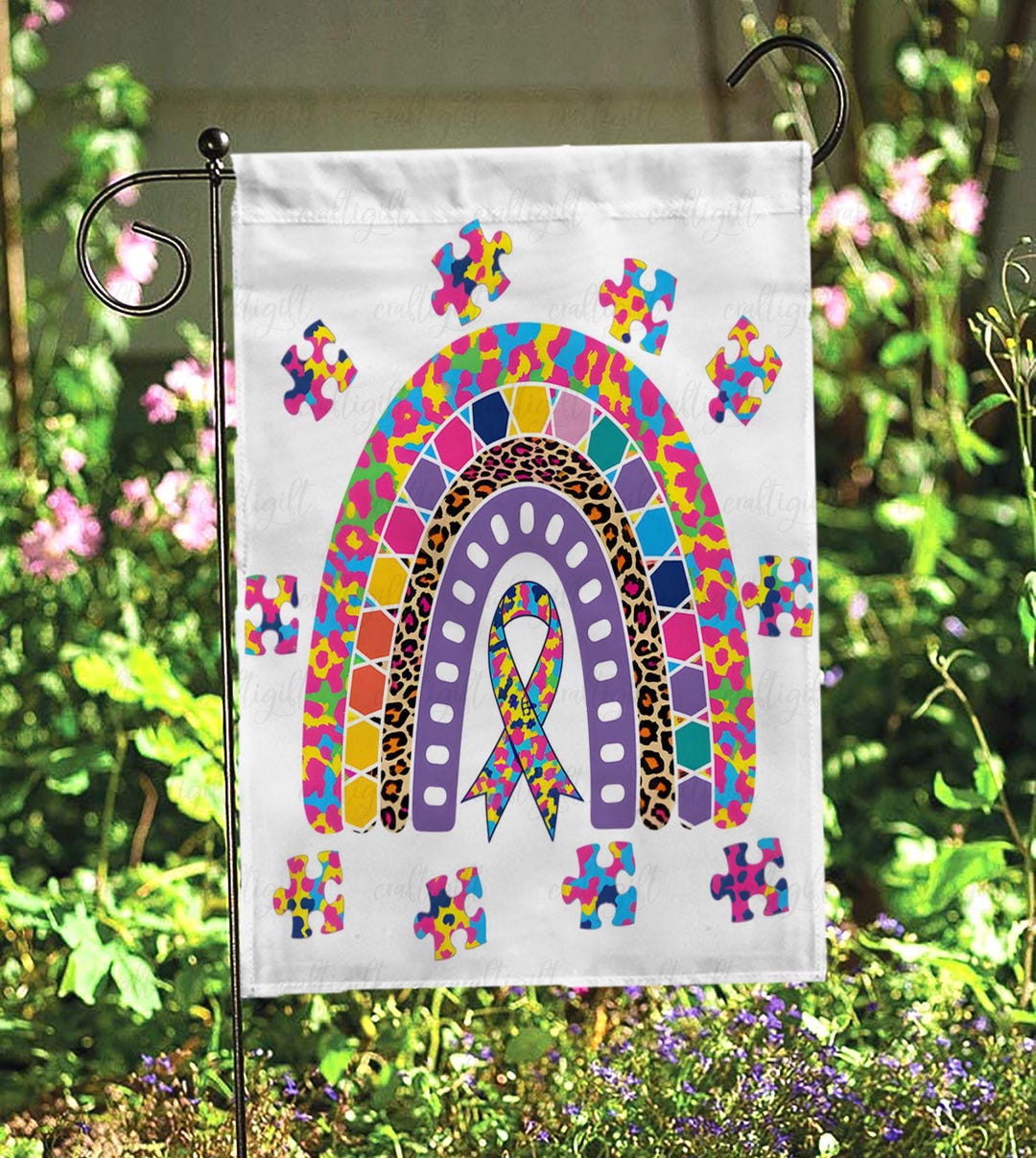 Rainbow Autism Awareness Day Home Flag, Autism Acceptance Garden Flag ...